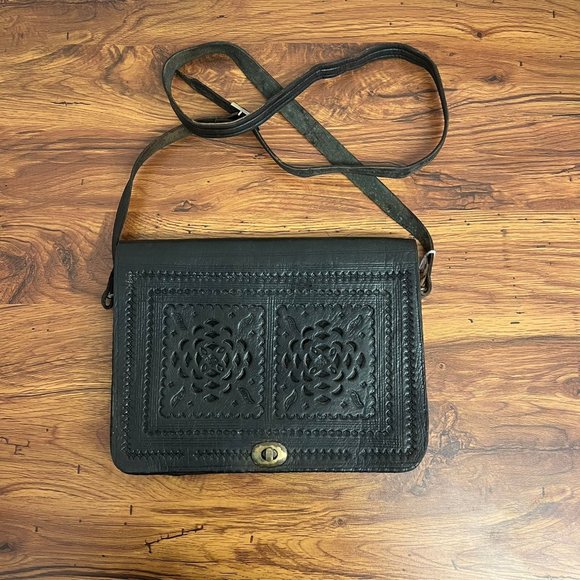 Bags | Vegan Tanned Genuine Leather Purse Handmade Floral Cutout | Poshmark